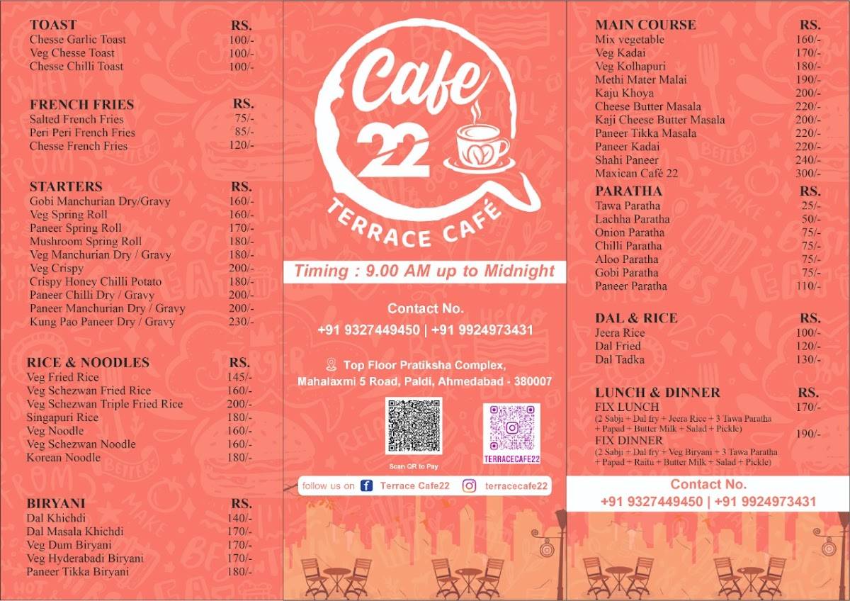 Menu at Cafe 22, Ahmedabad