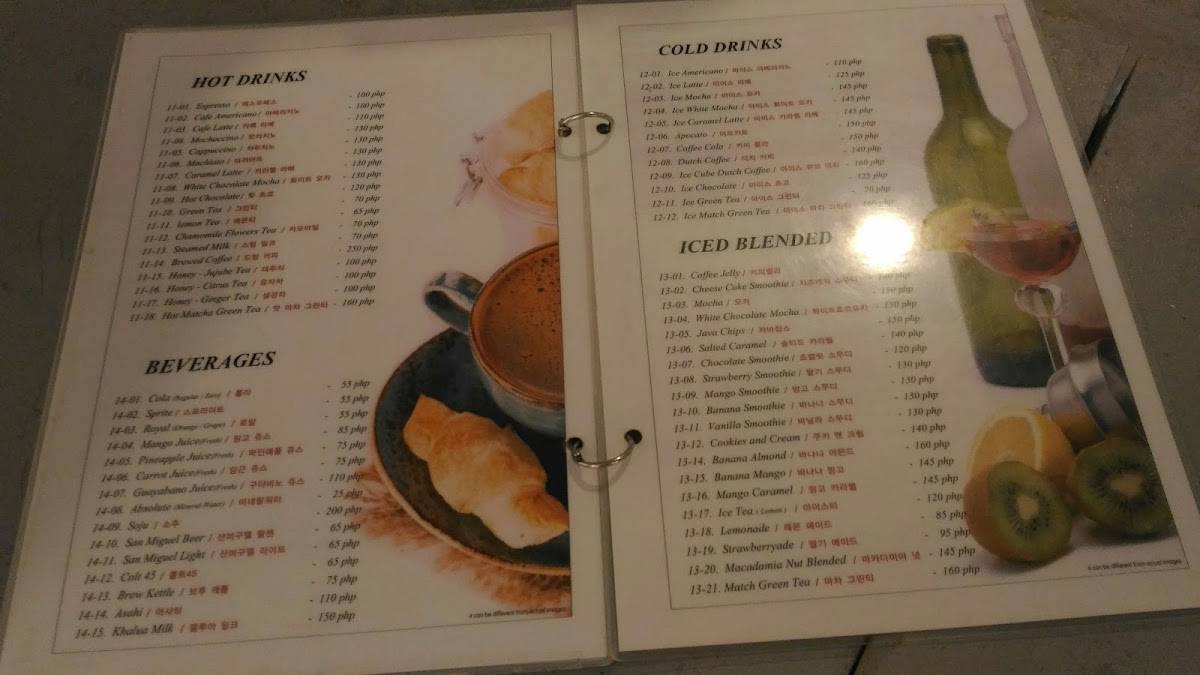 Menu at Cafe 52, Davao City