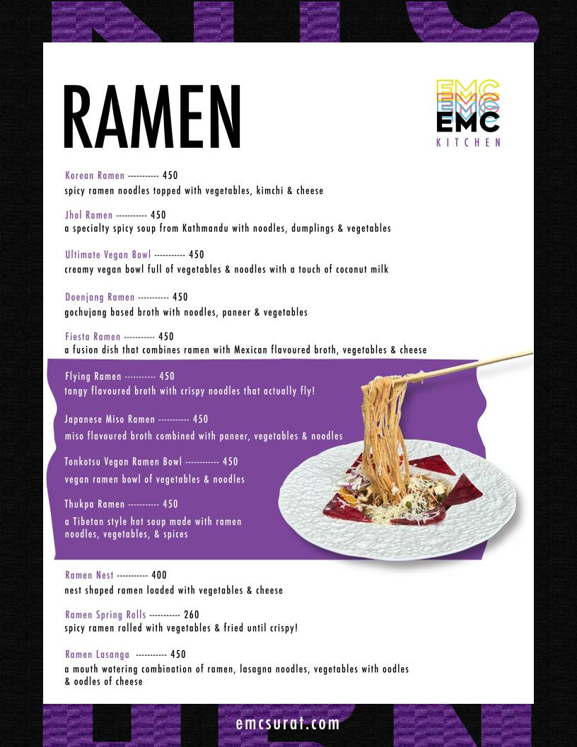 Menu at Cafe EMC Kitchen Surat, Surat