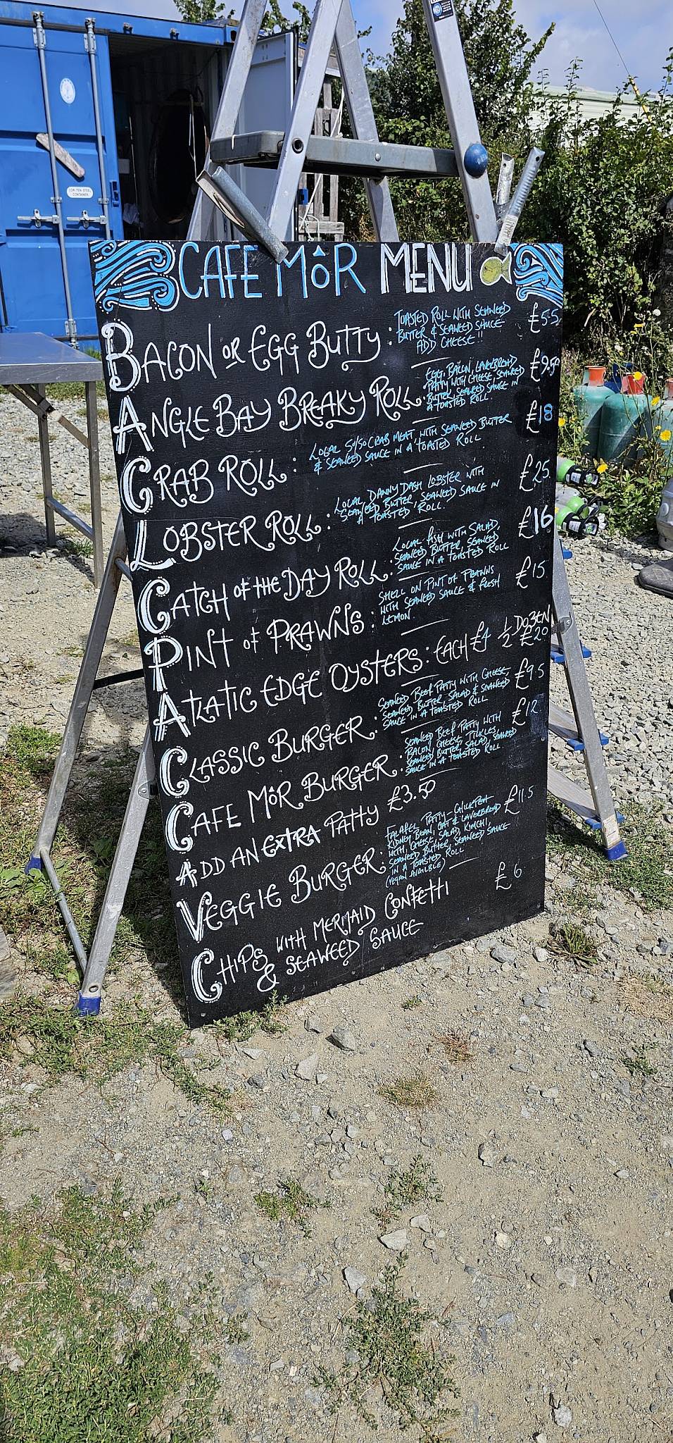 Menu at Cafe Môr, Angle, The Old Point House