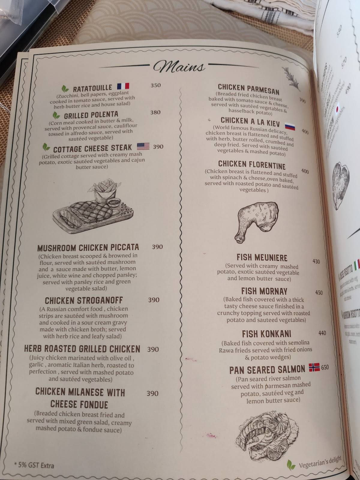 Menu at Caravan Cafe, Kolkata
