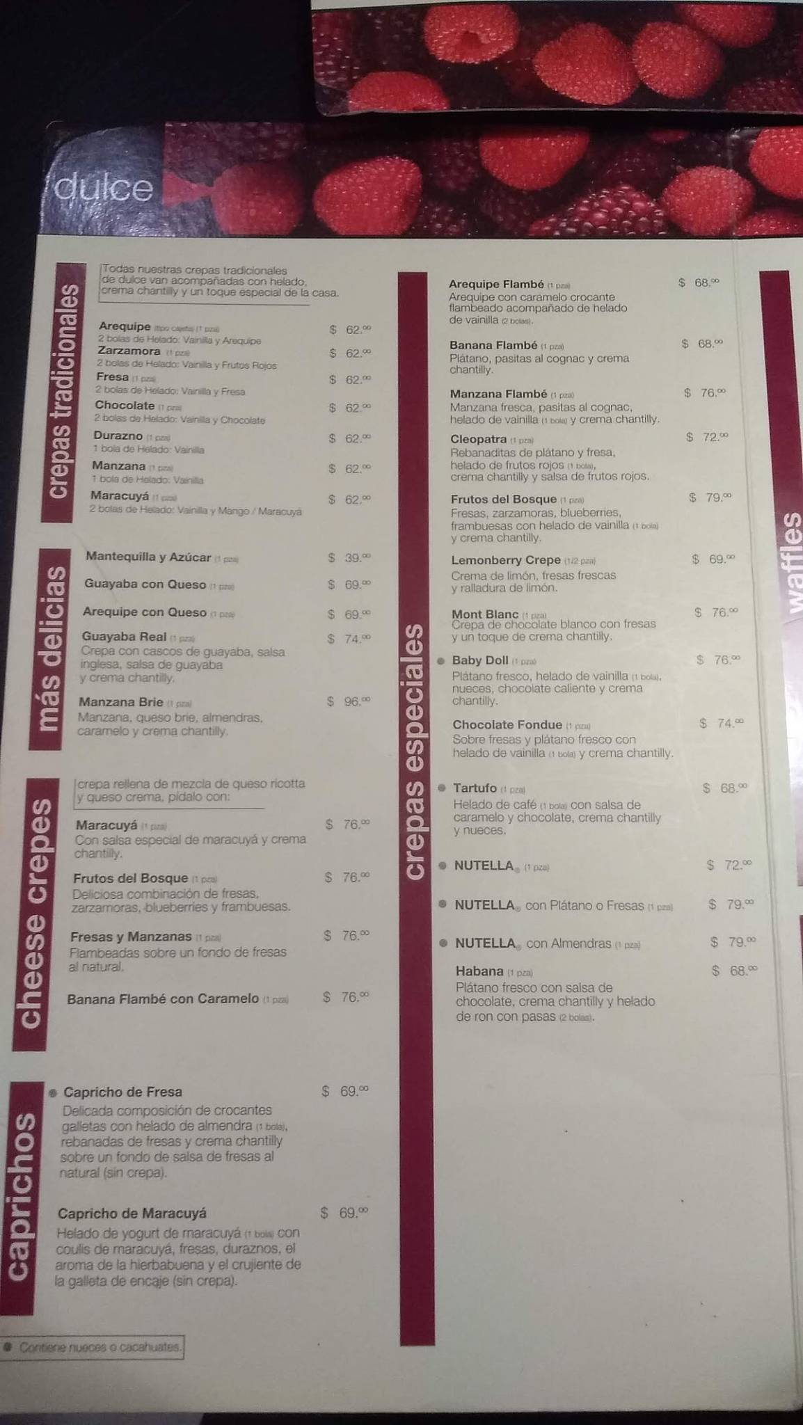 Carta del restaurante Crepes & Waffles, Naucalpan del Juárez, Cto ...