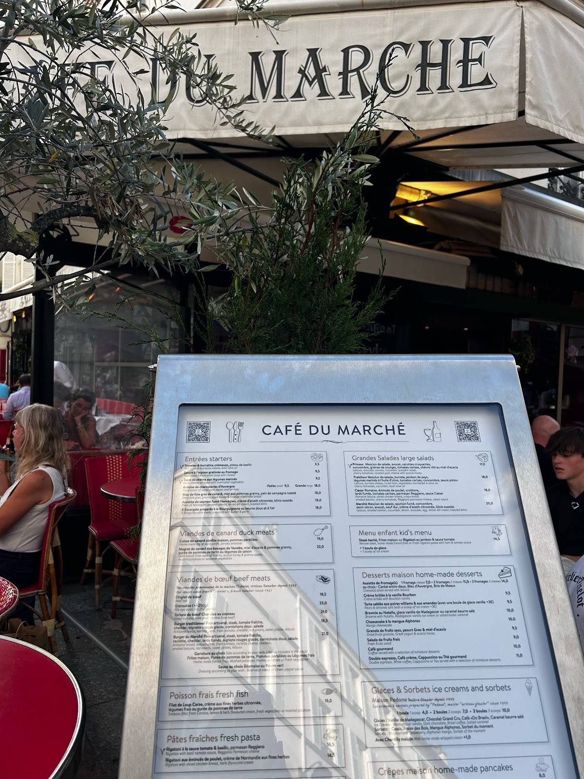 Menu at Café Du Marché, Paris, 38 Rue Cler