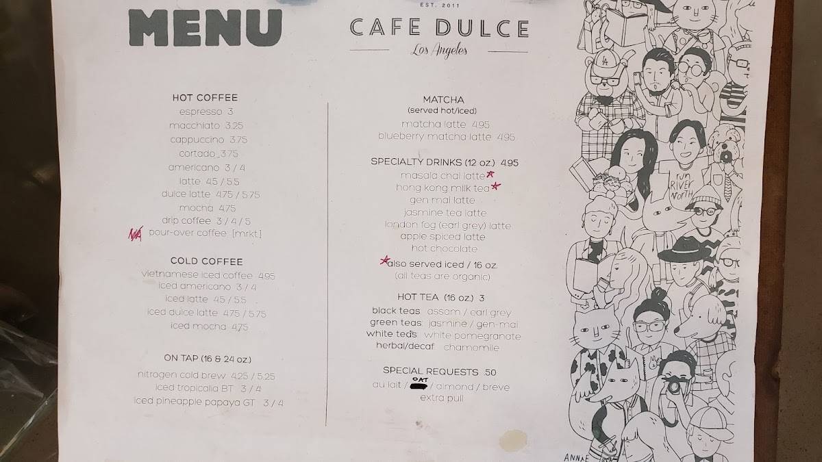 Menu at Cafe Dulce, Los Angeles, 777 S Alameda St #150