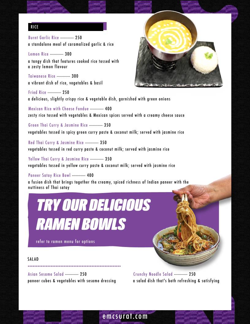 Menu at Cafe EMC Kitchen Surat, Surat