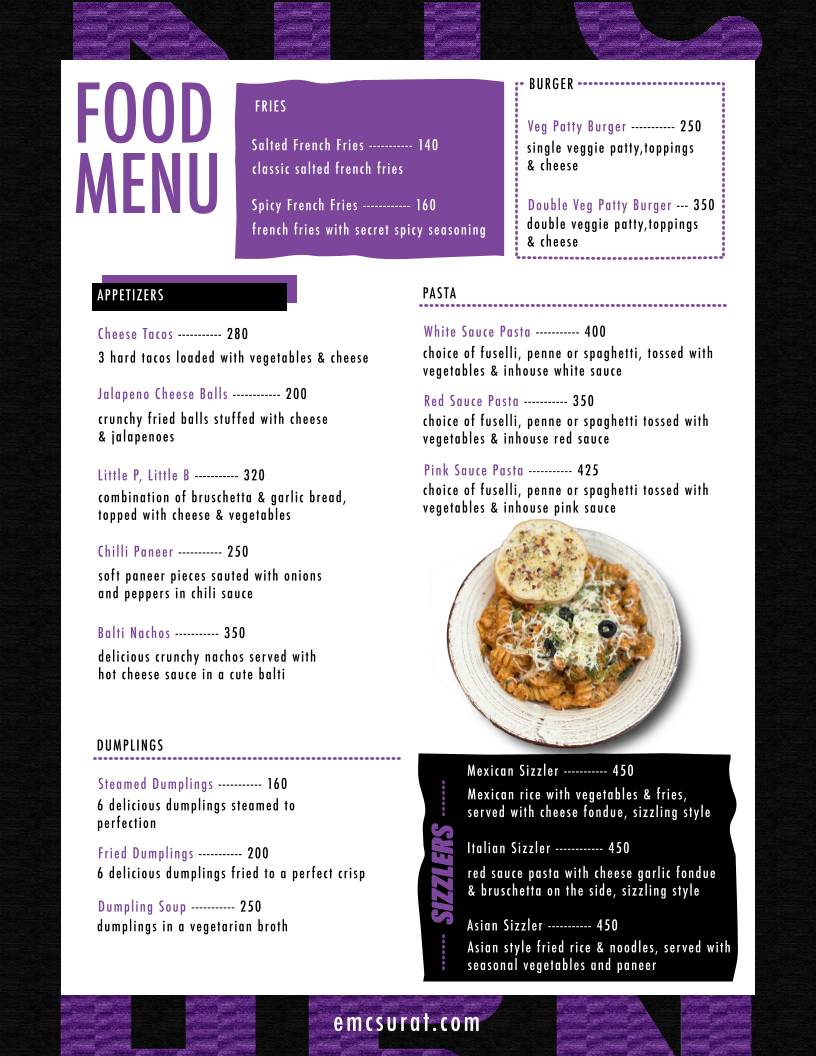 Menu at Cafe EMC Kitchen Surat, Surat