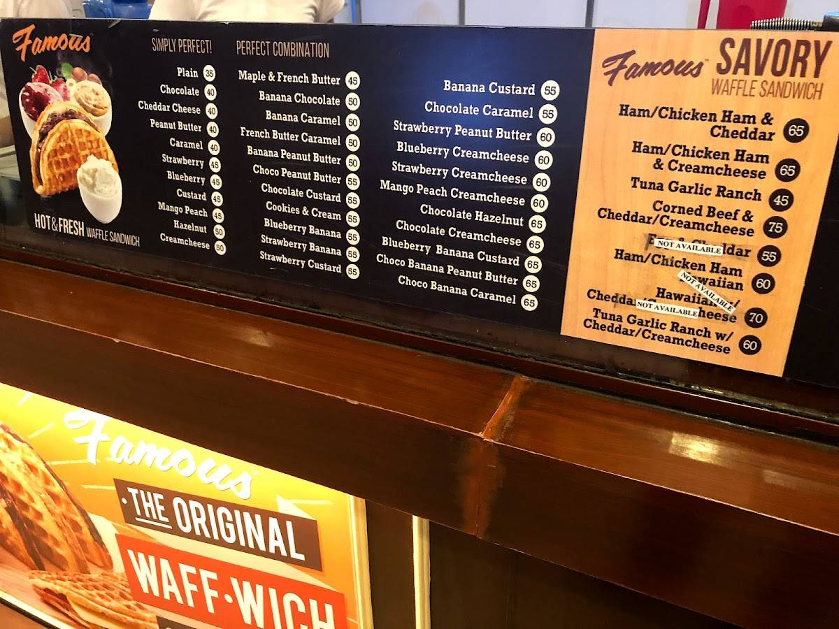 Menu at Famous Belgian Waffle cafe, Taguig, 31st Street