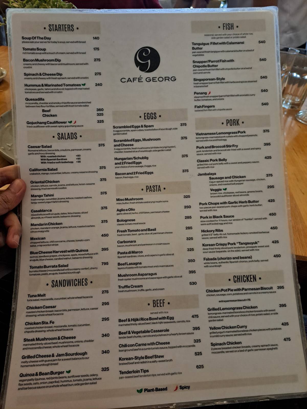 Menu at Cafe Georg, Cebu City, Ground Floor