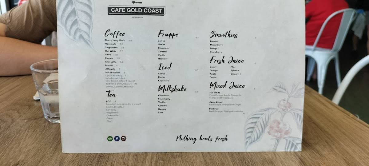 Menu at Cafe Gold Coast, Labrador, Unit 12/300 Marine Parade