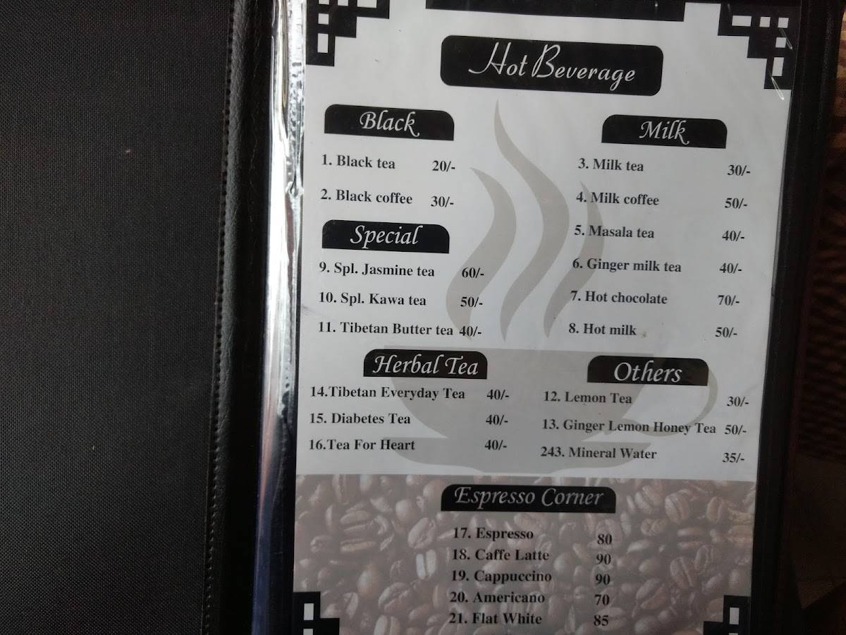 Menu at Himalayan Café, Leh, 5H7P+946