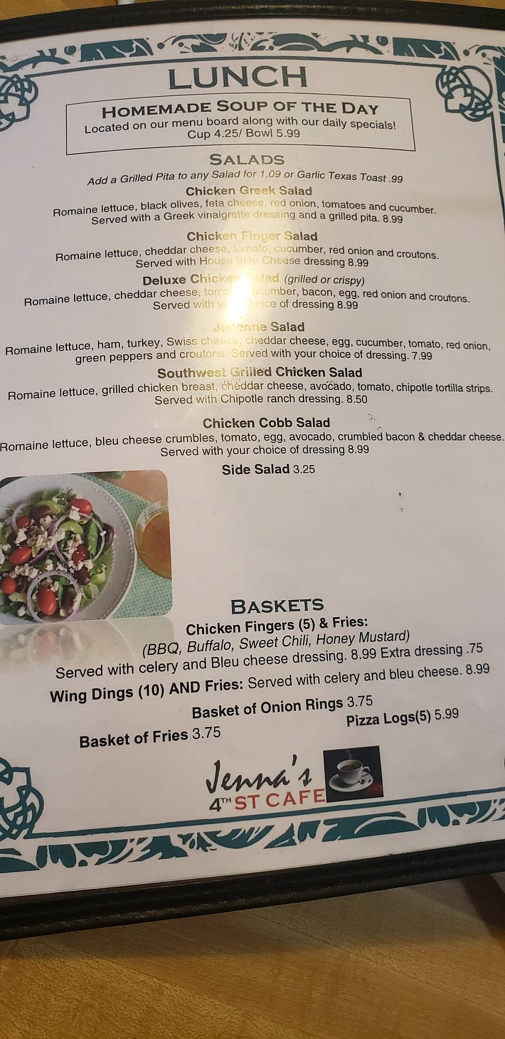 Menu at Jenna's 4th St Cafe, Dunkirk