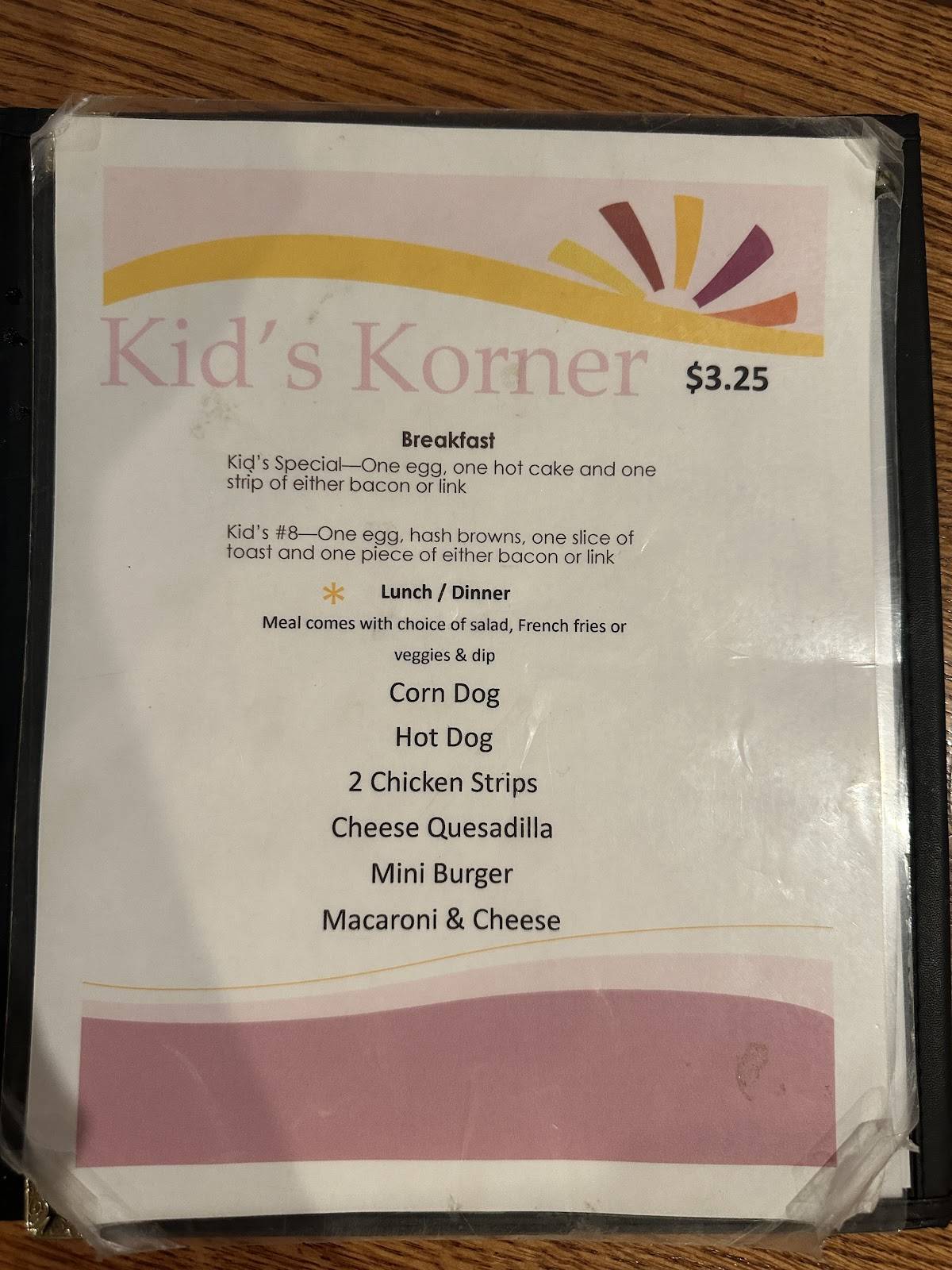 Carta de Kountry Korner Café, Four Corners
