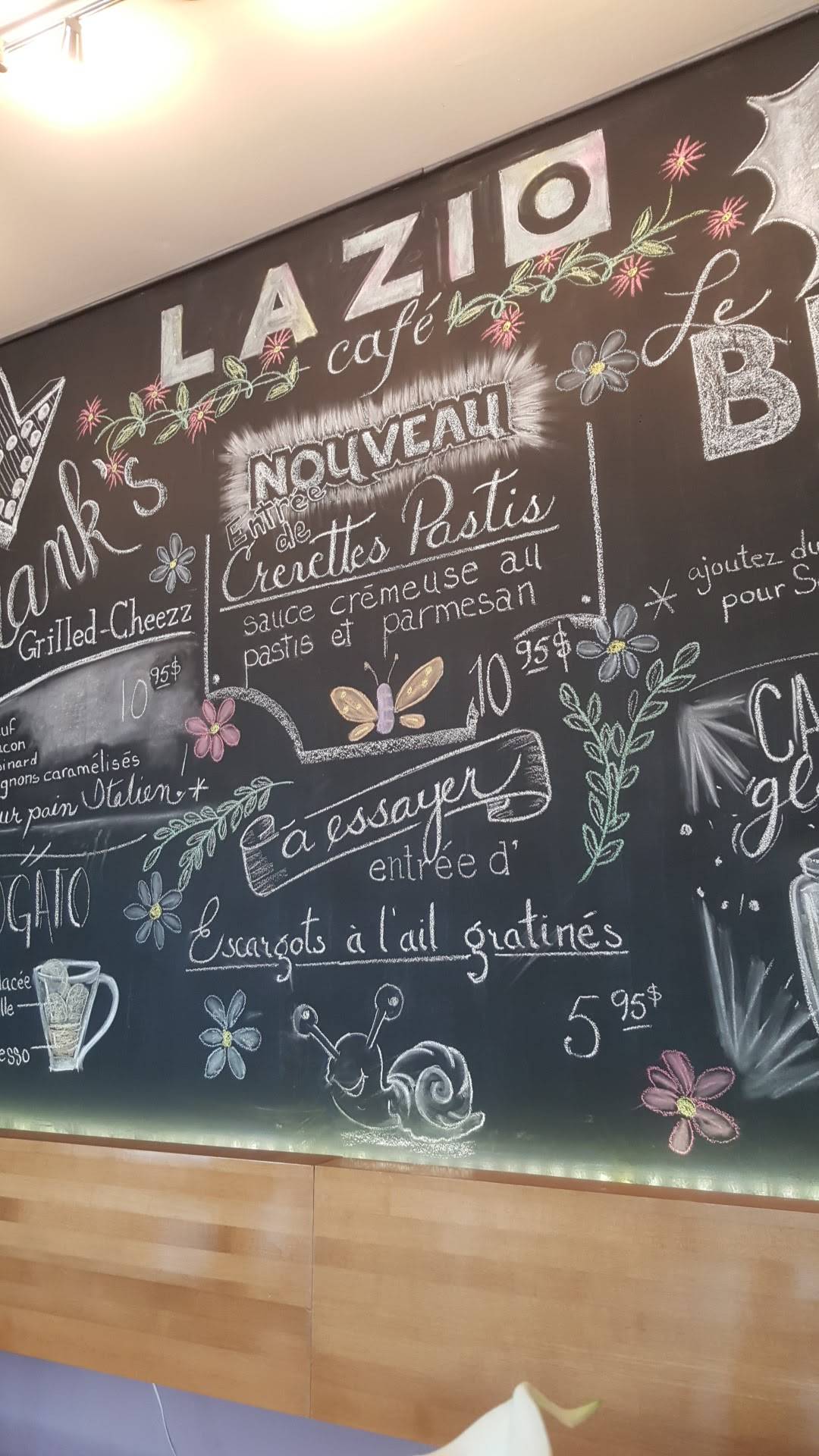 Menu au Café Lazio, La Prairie