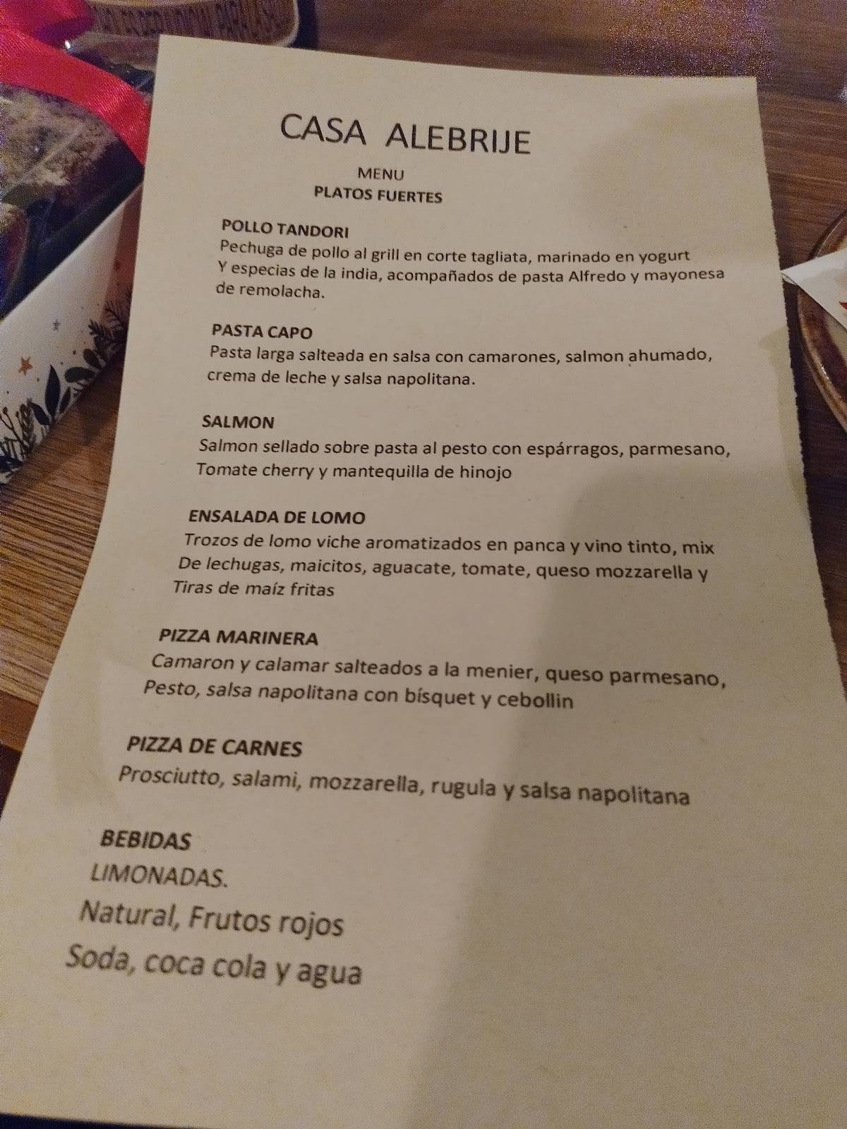 Menu at Café Libro Casa Alebrije, Cali, Cra. 10 #3-10