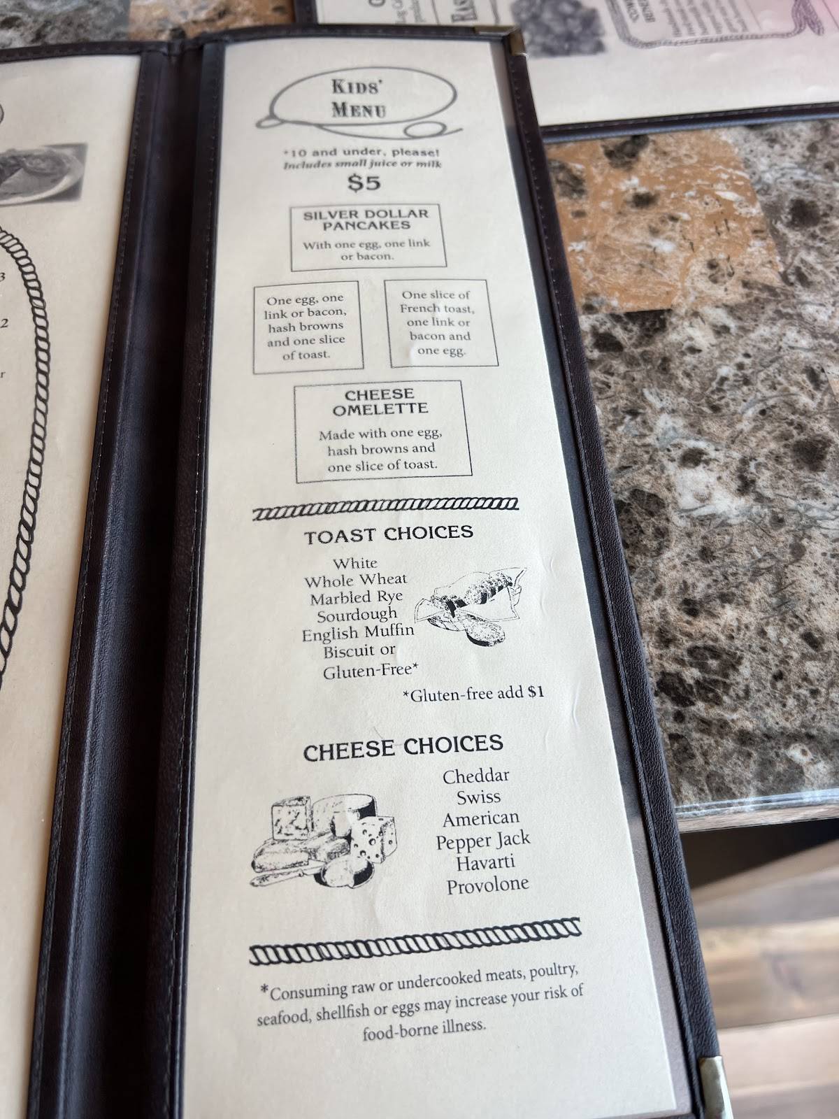Menu at Log Cabin Cafe, Choteau