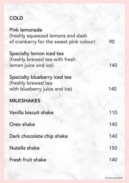 Menu at Madéline India, Pune