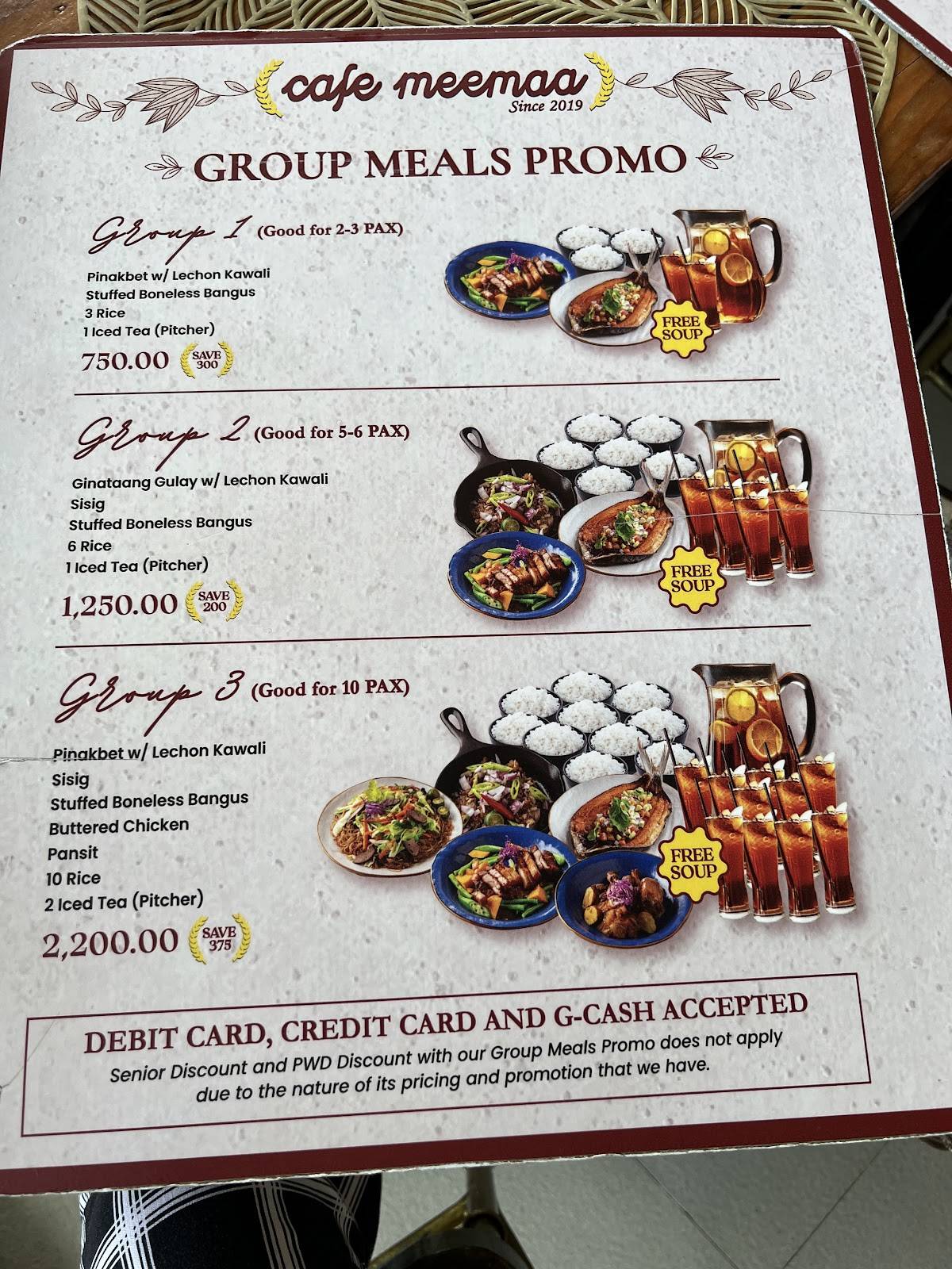Menu at Cafe Meemaa, Manila