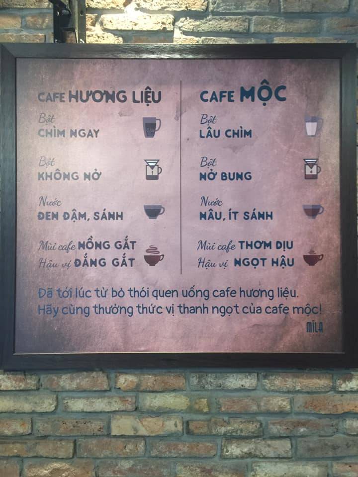 Menu at Mila Cafe, Hanoi
