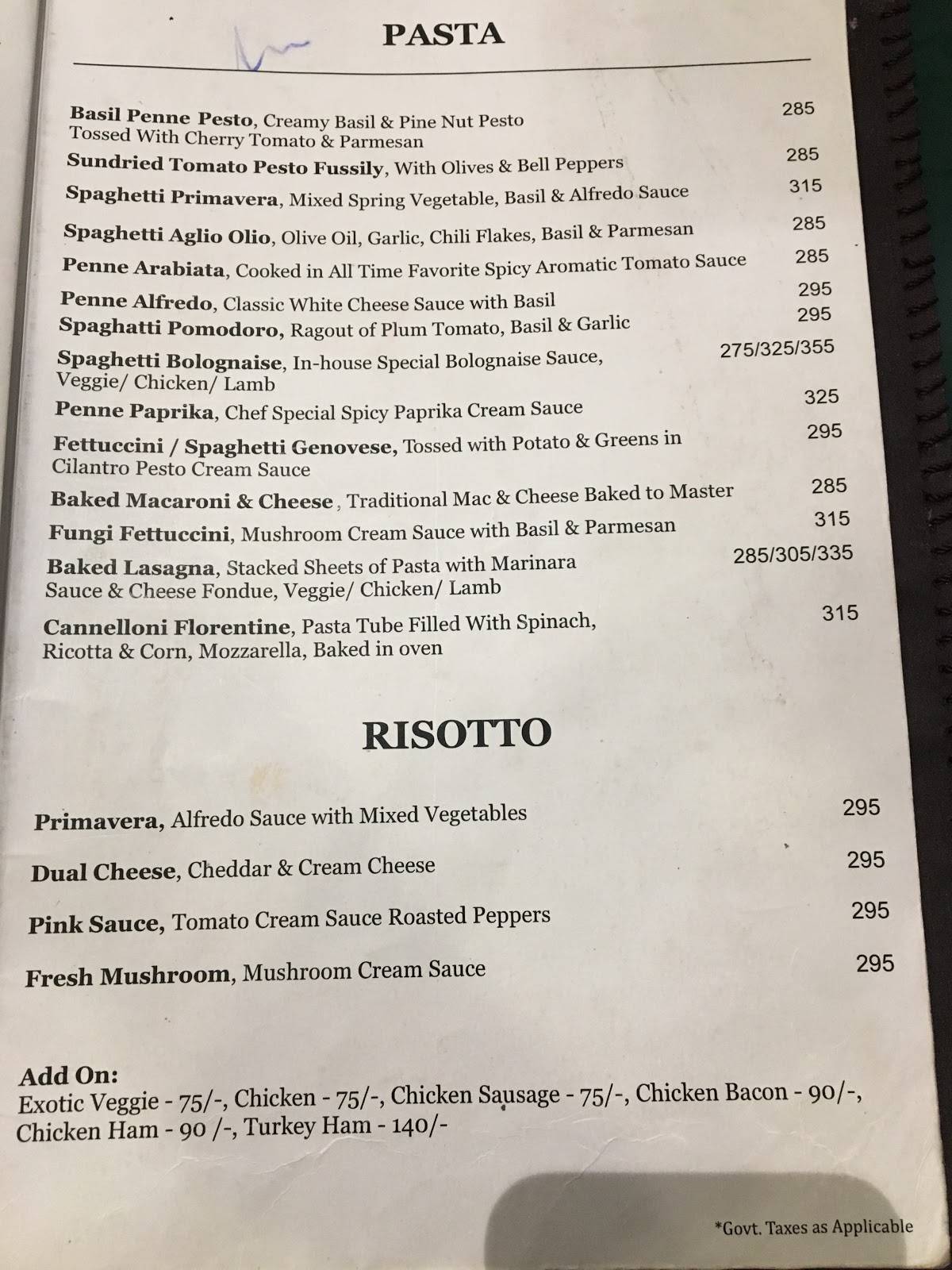 Menu at Cafe Monza, Navi Mumbai, Bhoomi Heights
