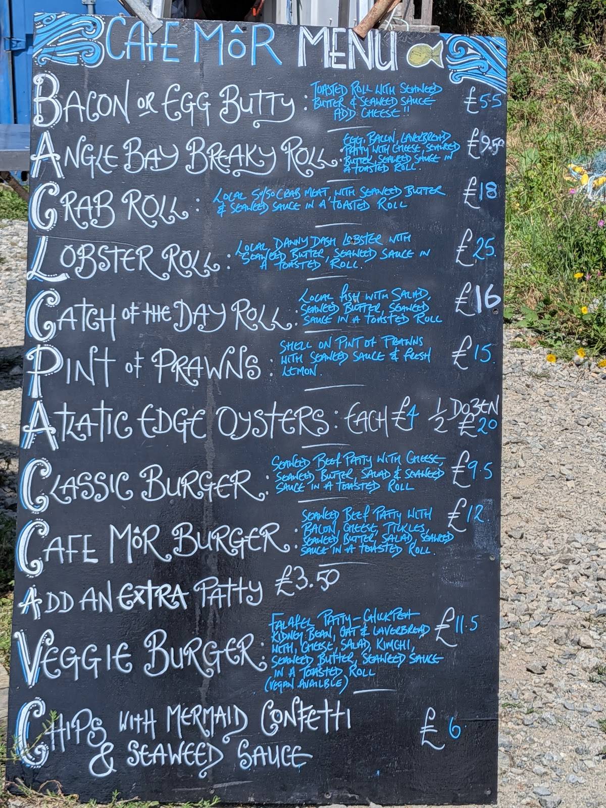 Menu at Cafe Môr, Angle, The Old Point House