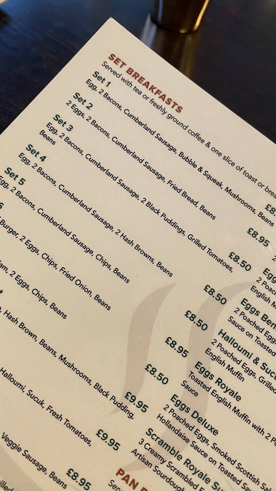 Menu at Nora Cafe, London
