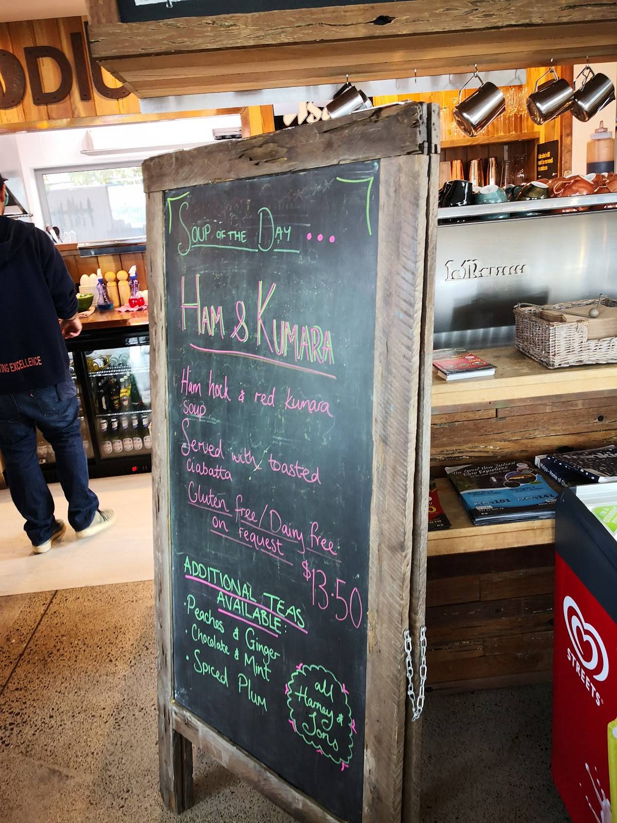 Menu at Podium Cafe, Karapiro