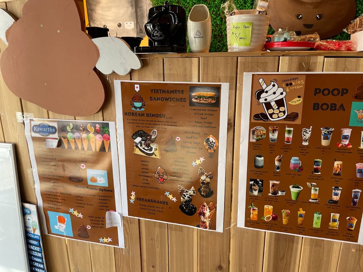Menu at Poop Café, Toronto
