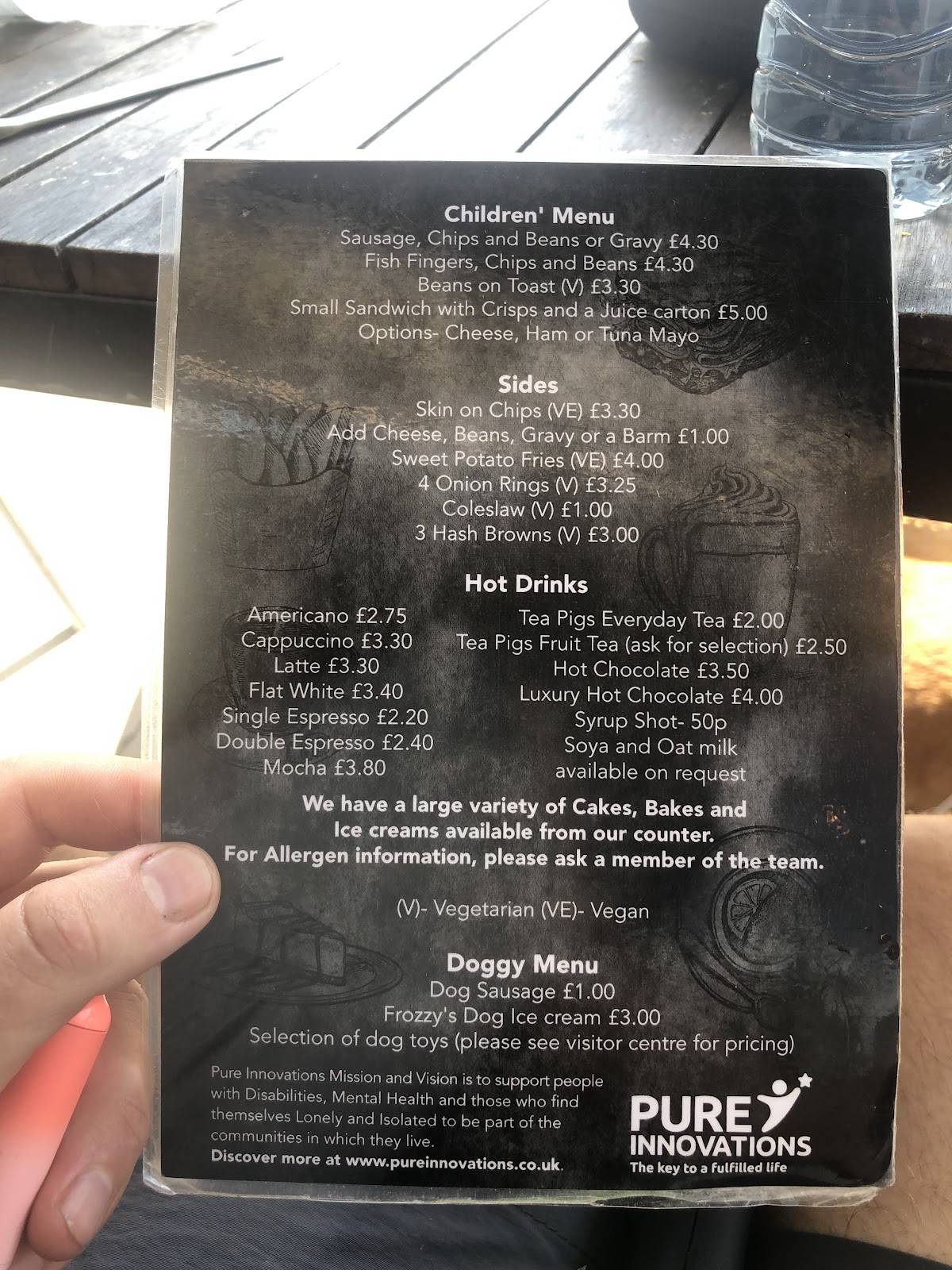 Menu at Pure Coffee Etherow Country Park Cafe, Stockport