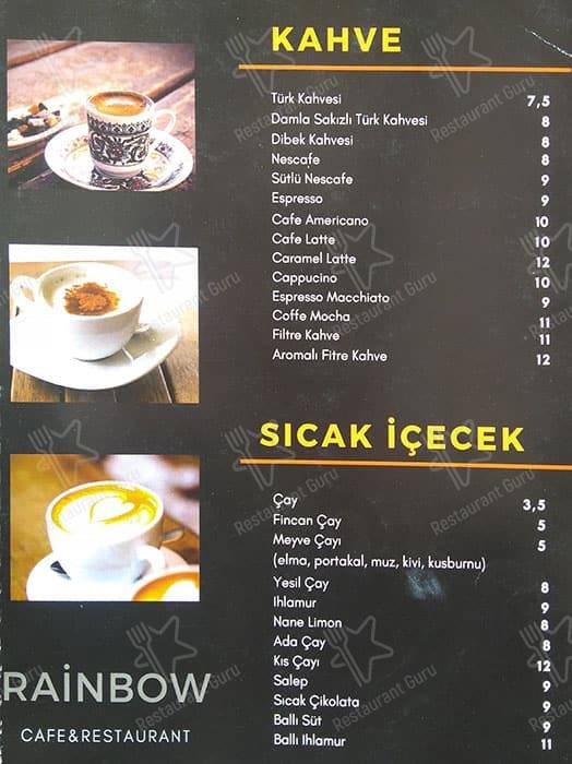 Menu at Rainbow Cafe & Restaurant, Istanbul, Çengelköy Cd. 1/A