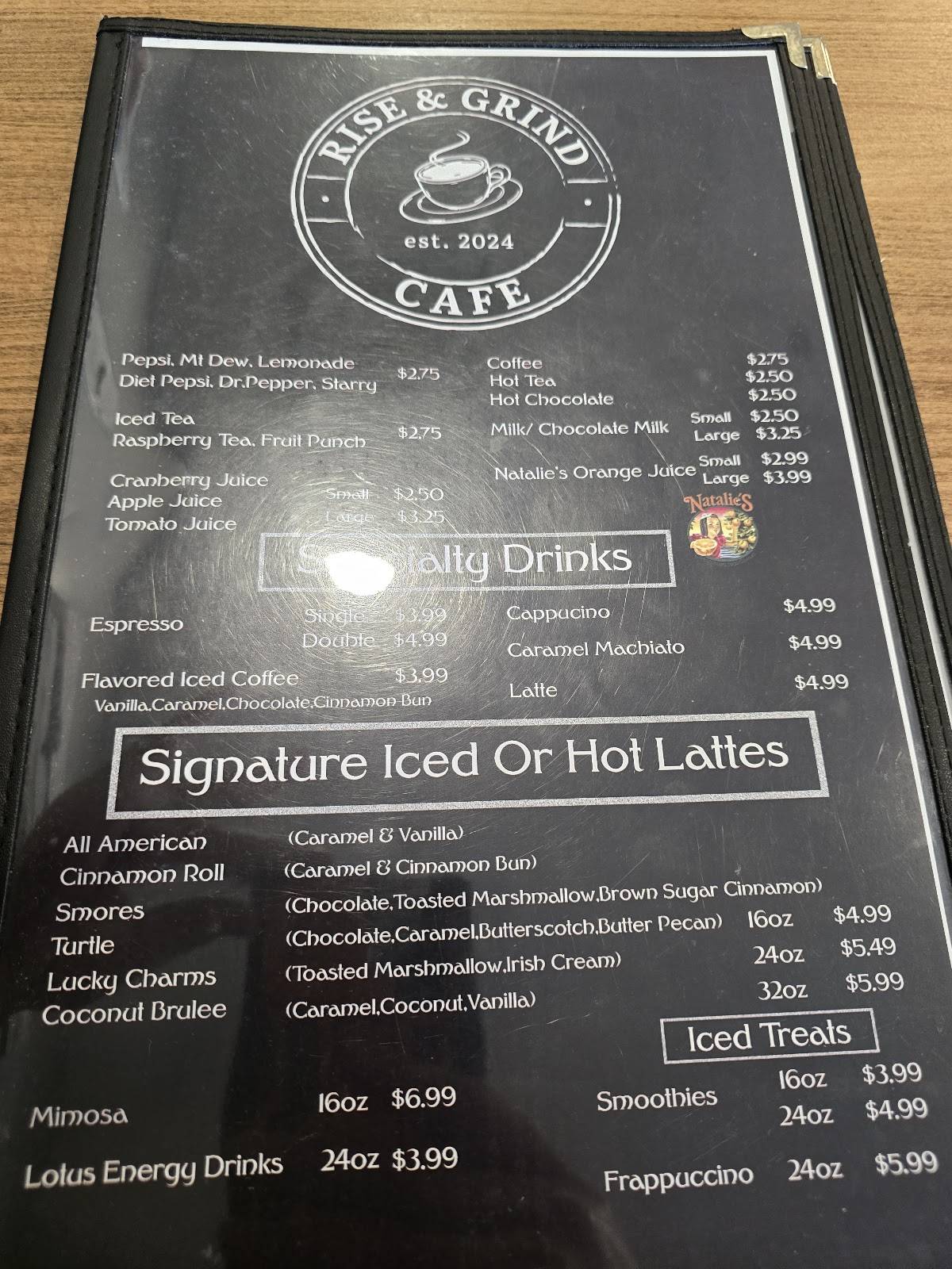 Menu at Rise & Grind Cafe, Port St. Lucie