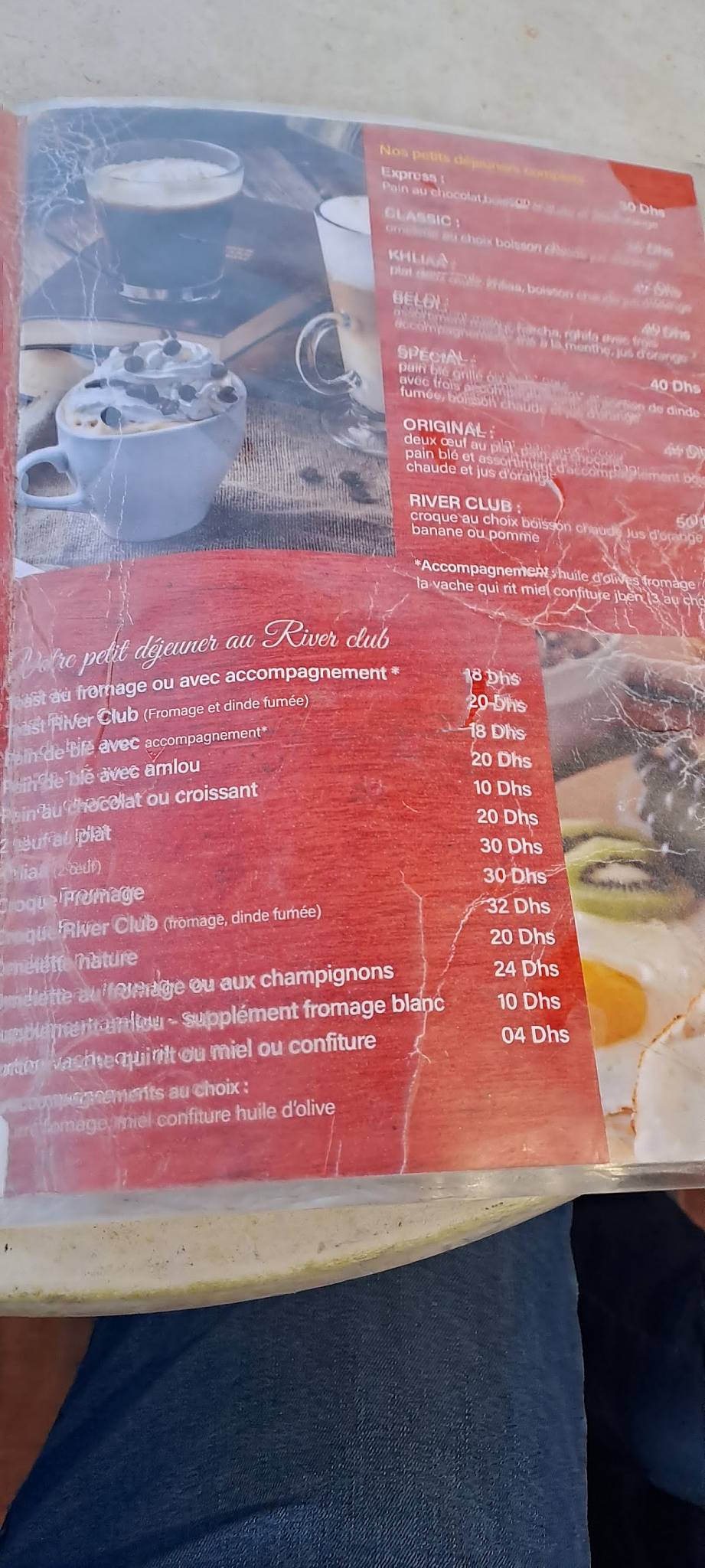 Menu at River Club, Kenitra, Café river club