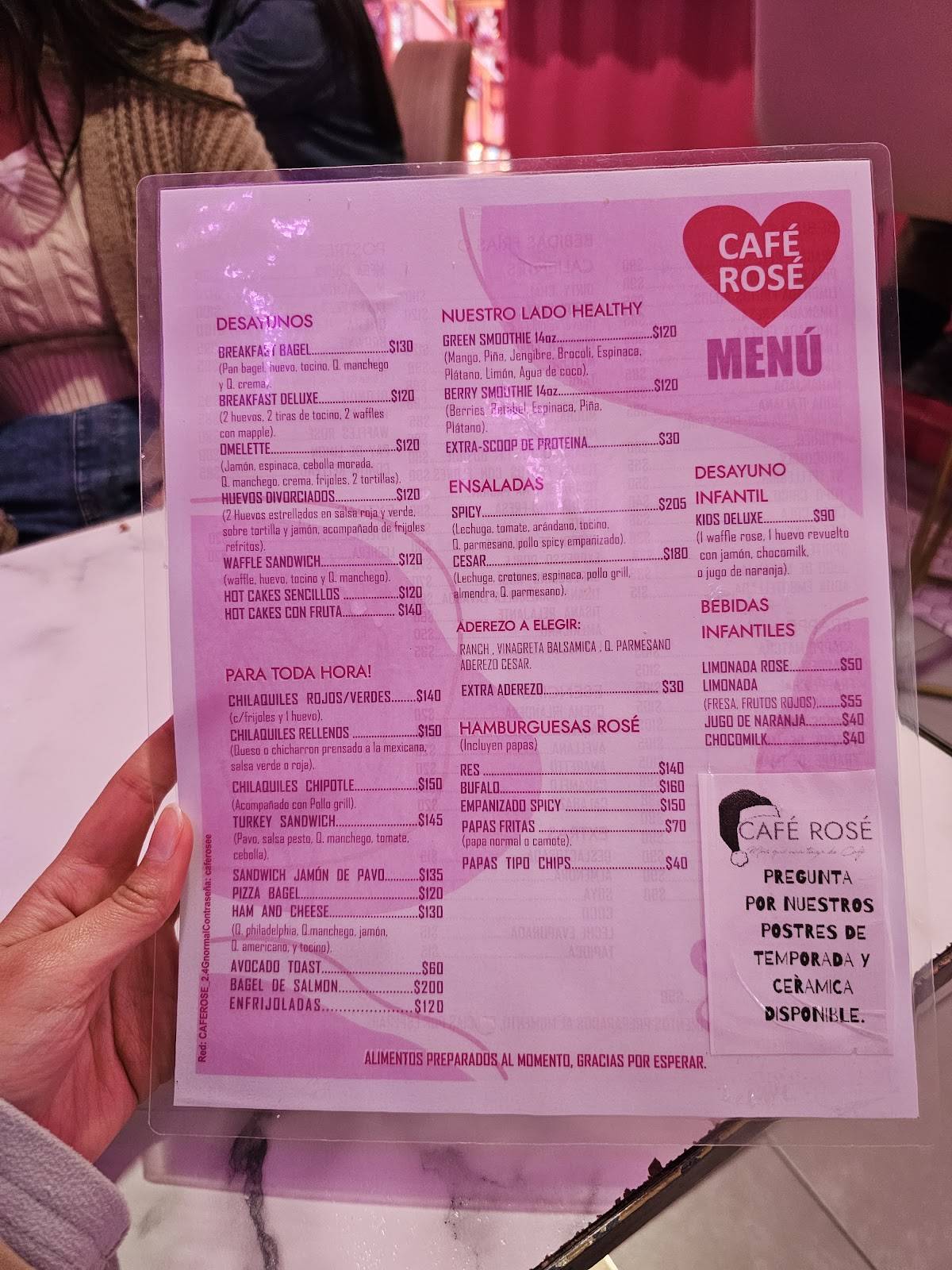 Carta de Café Rosé, Ciudad Juarez
