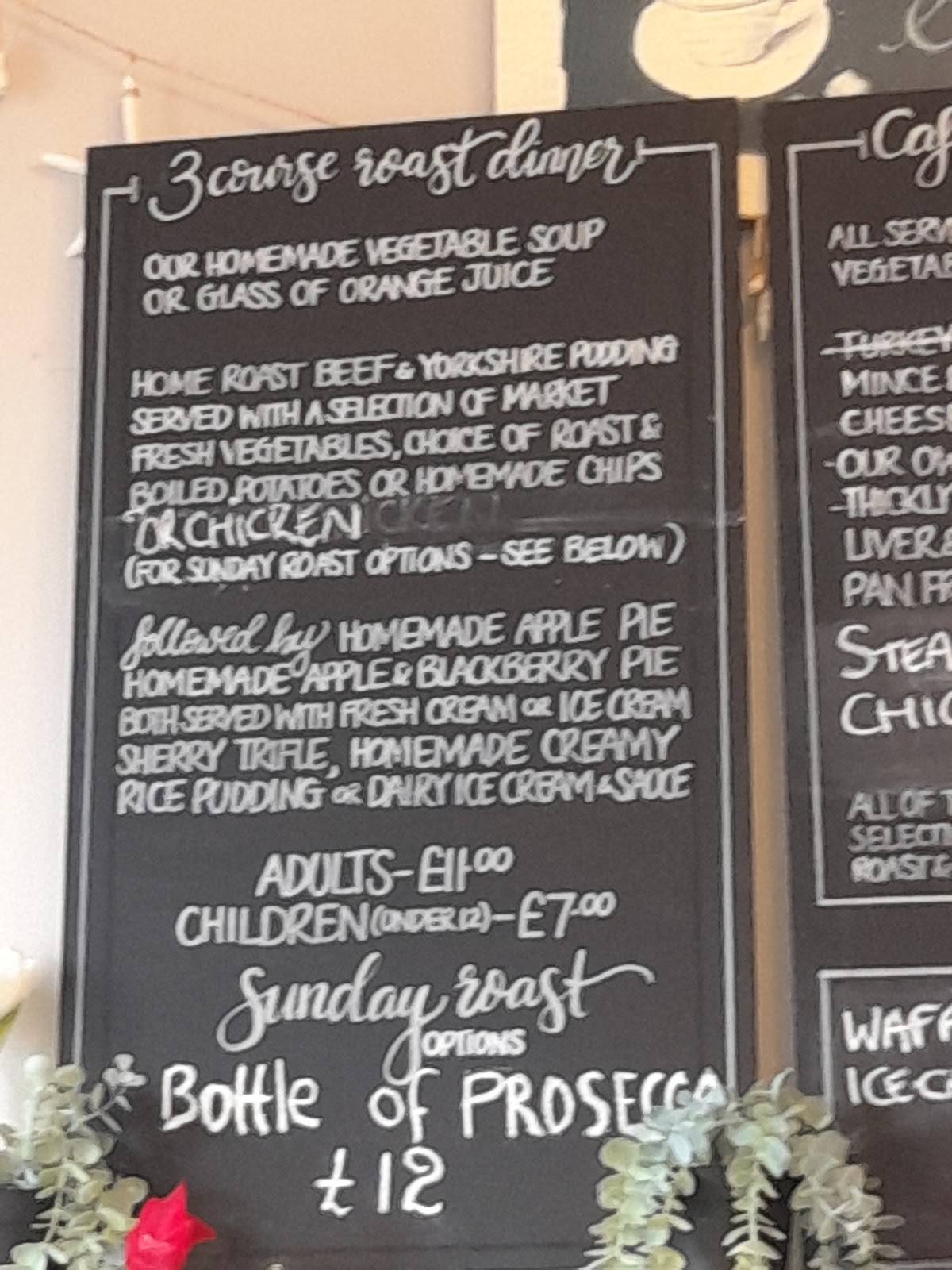 Menu at Café Royal restaurant, Fleetwood