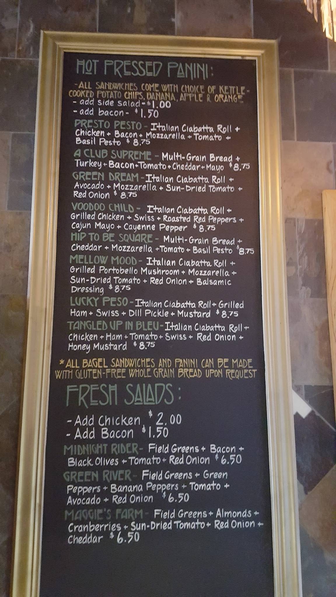 Menu at Cafe Sasso, Rochester