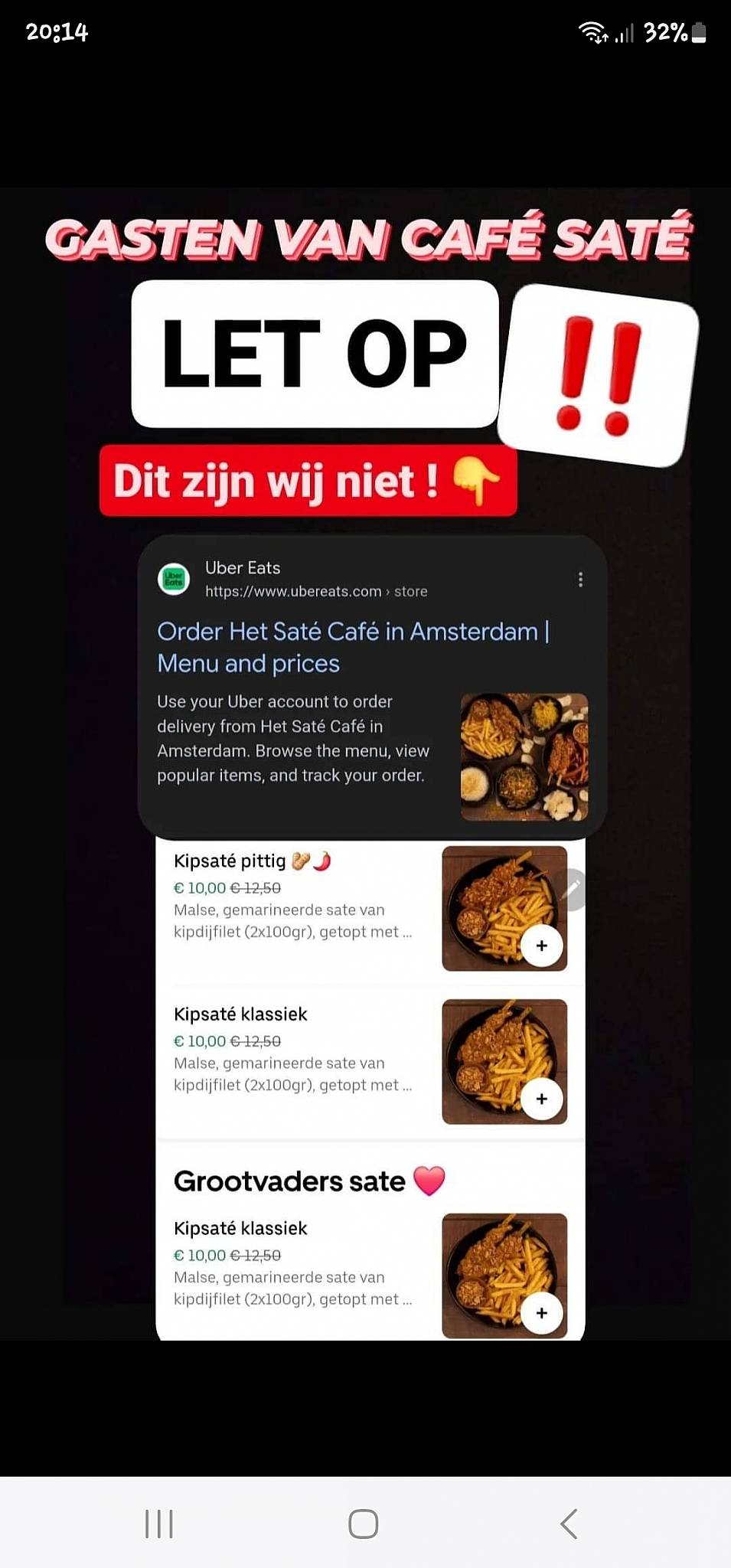 Menu at Café Saté, Amsterdam