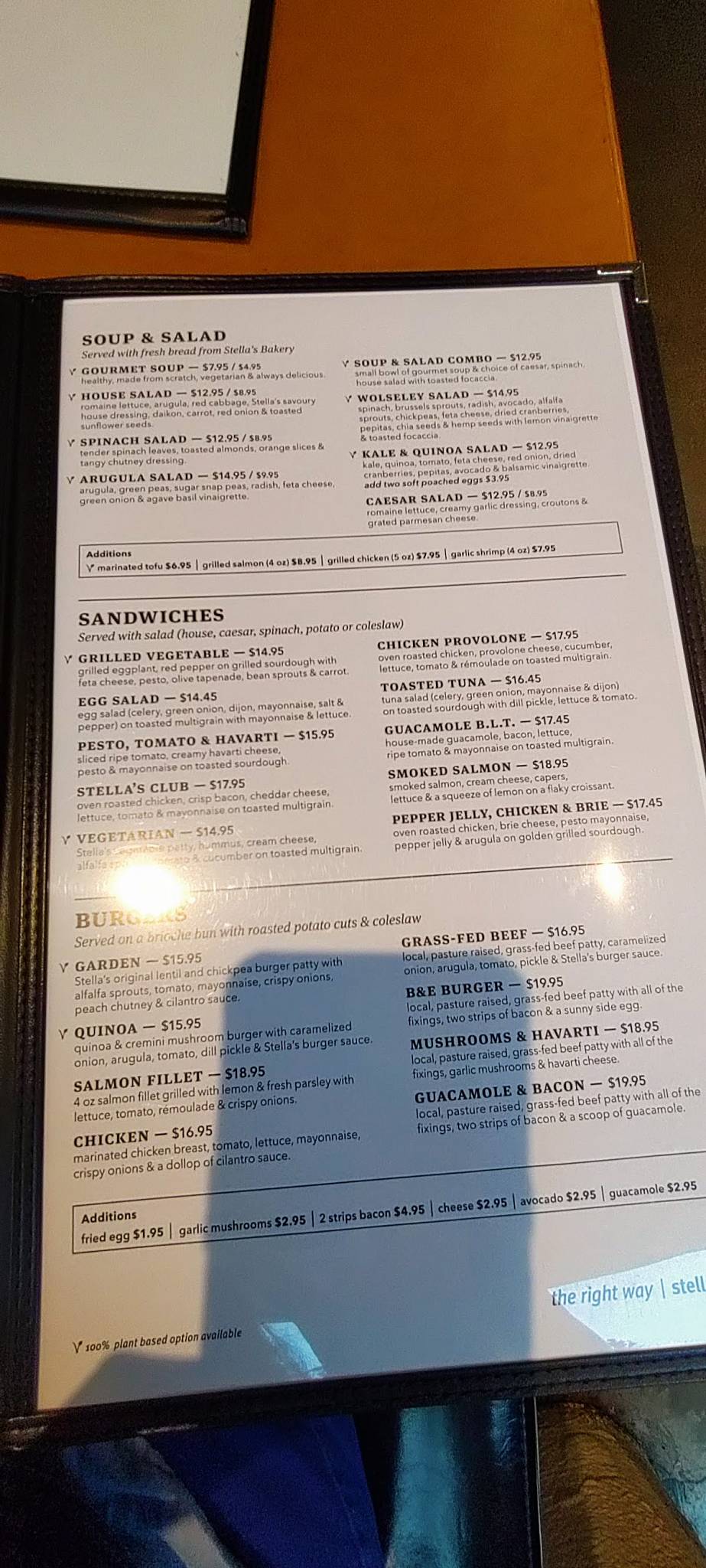 Menu at Stella’s @ PlugIn restaurant, Winnipeg, 460 Portage Ave
