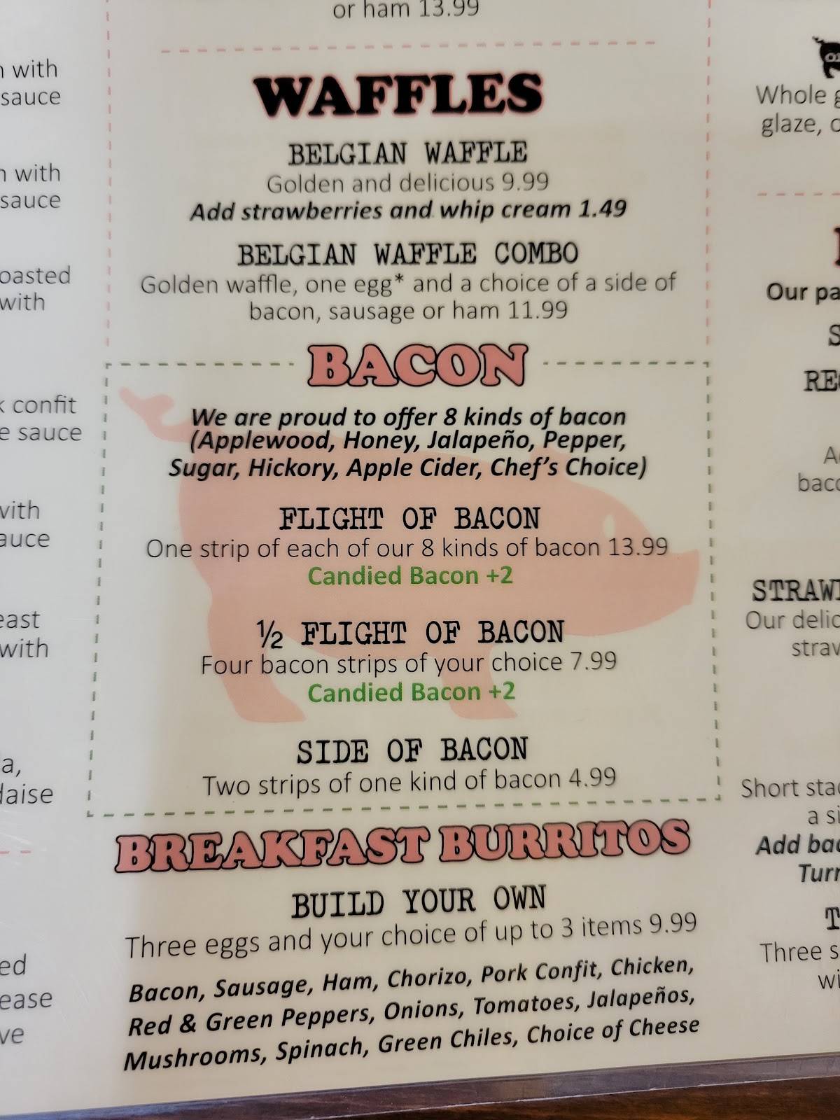 Menu at The Oink Cafe, Phoenix