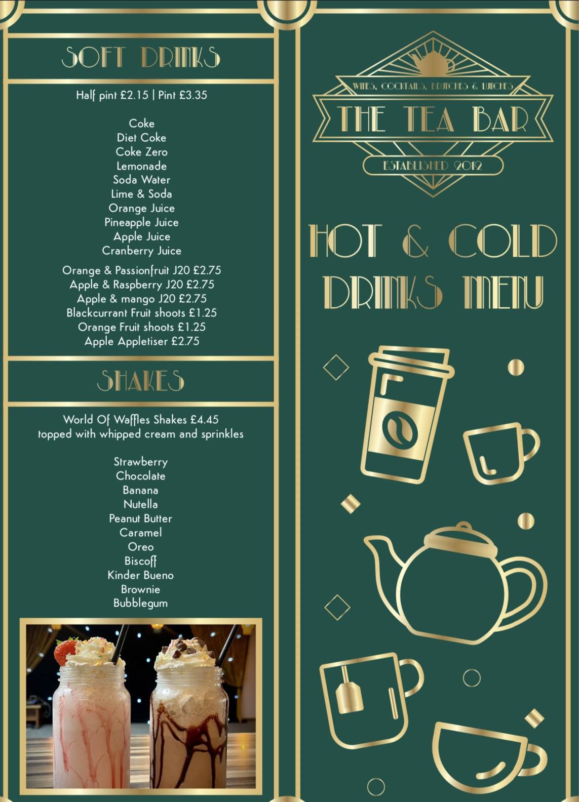 Menu at The Tea Bar, Basingstoke, 9 London Rd