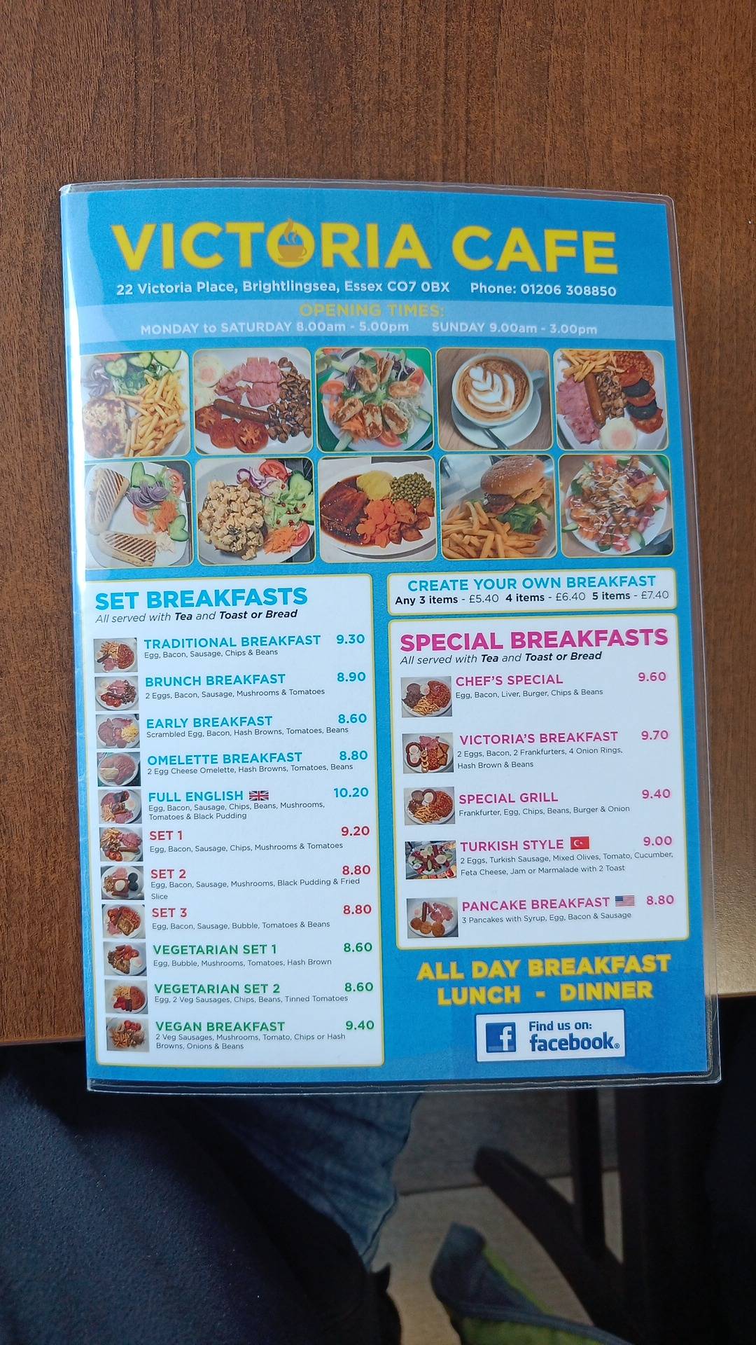 Menu at Victoria Cafe, Brightlingsea