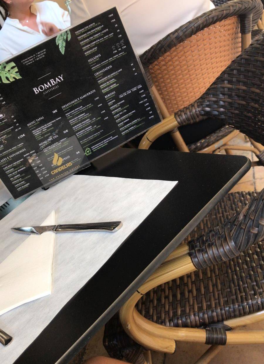 Carta de Cafe bombay, Valencia