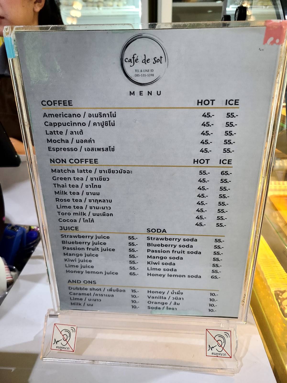 Menu at คาเฟ่ เดอ โสต Cafe de Sot, Chiang Mai