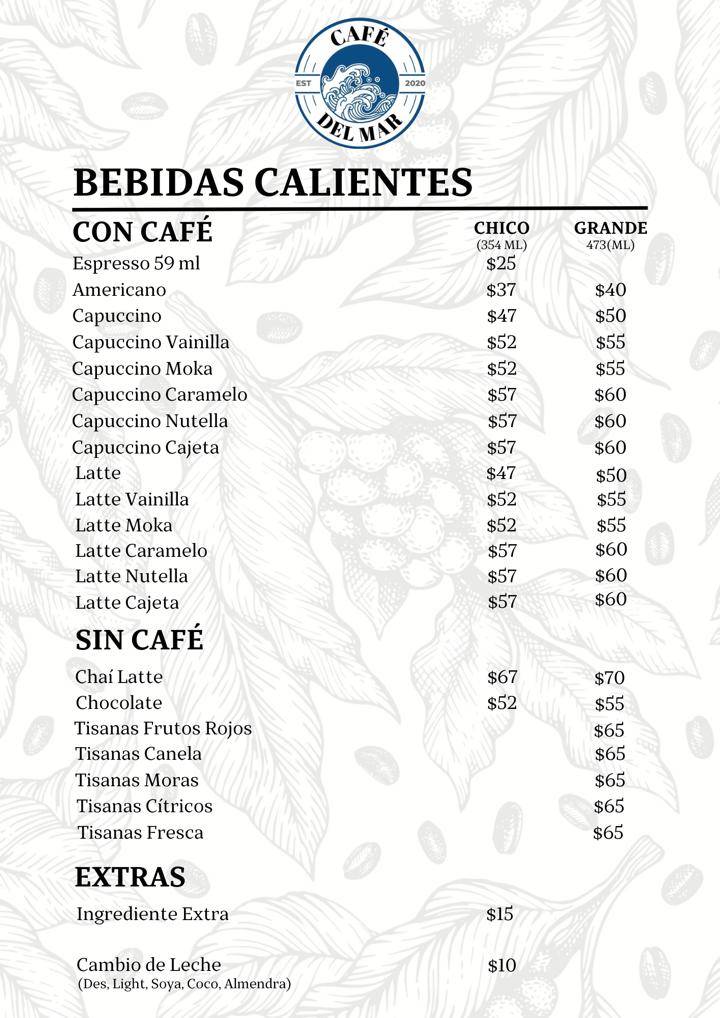 Menu at Cafe Del Mar, Wallington