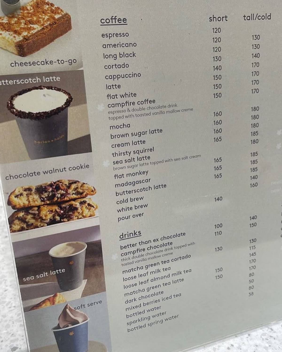 Menu at harlan + holden coffee - 28th & 3rd cafe, Taguig