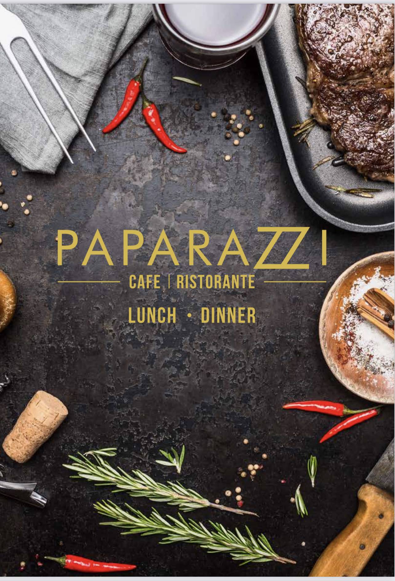 Menu at Cafe Paparazzi, Malvern, 291 Unley Rd
