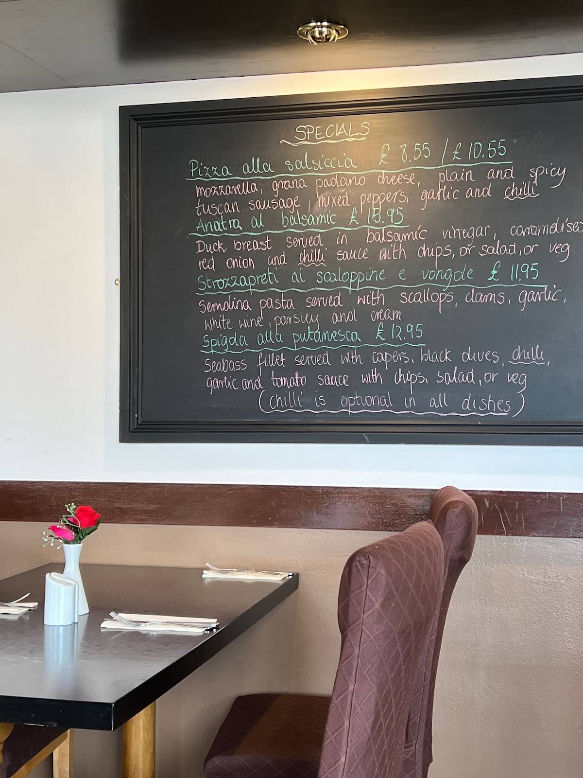 Menu at Caffe Tirreno restaurant, Alnwick