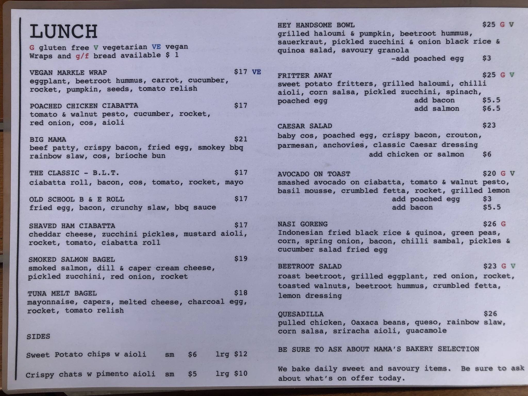Menu at Mama Coco restaurant, Westcourt, 4/196 Mulgrave Rd