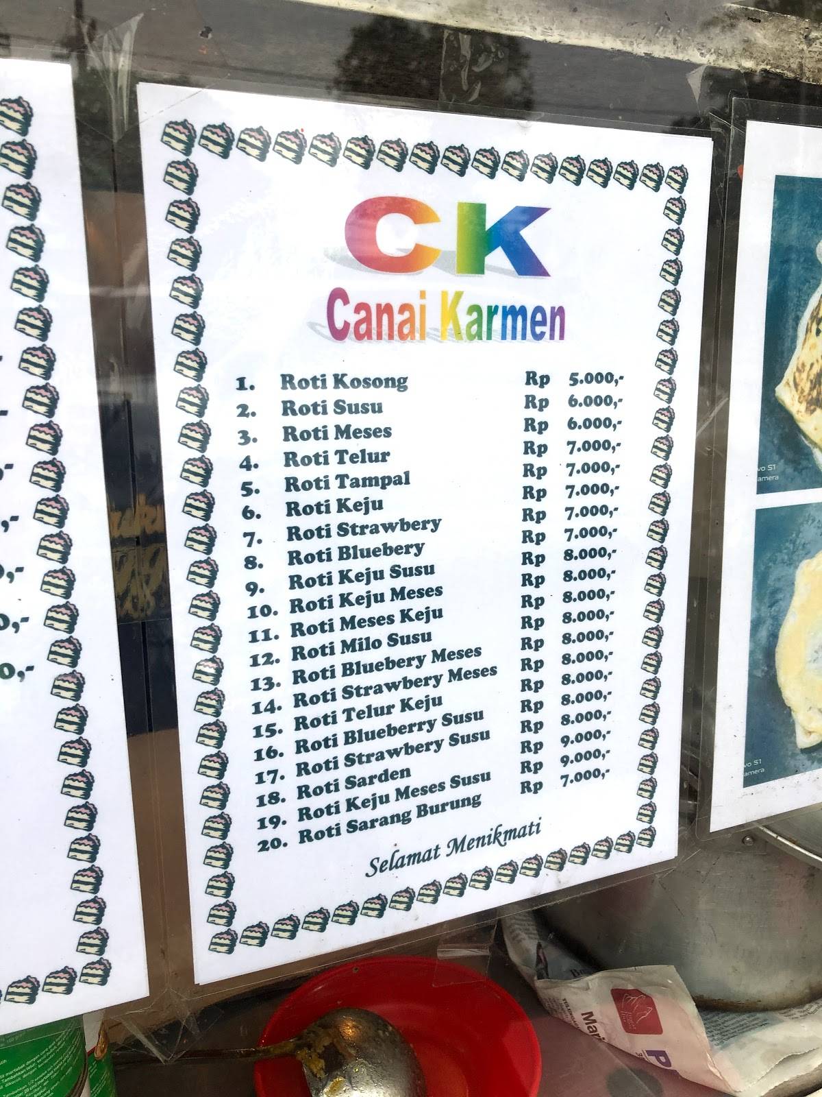 Menu at Canai Karmen - Kantor Pusat Karang Menjangan restaurant, Surabaya
