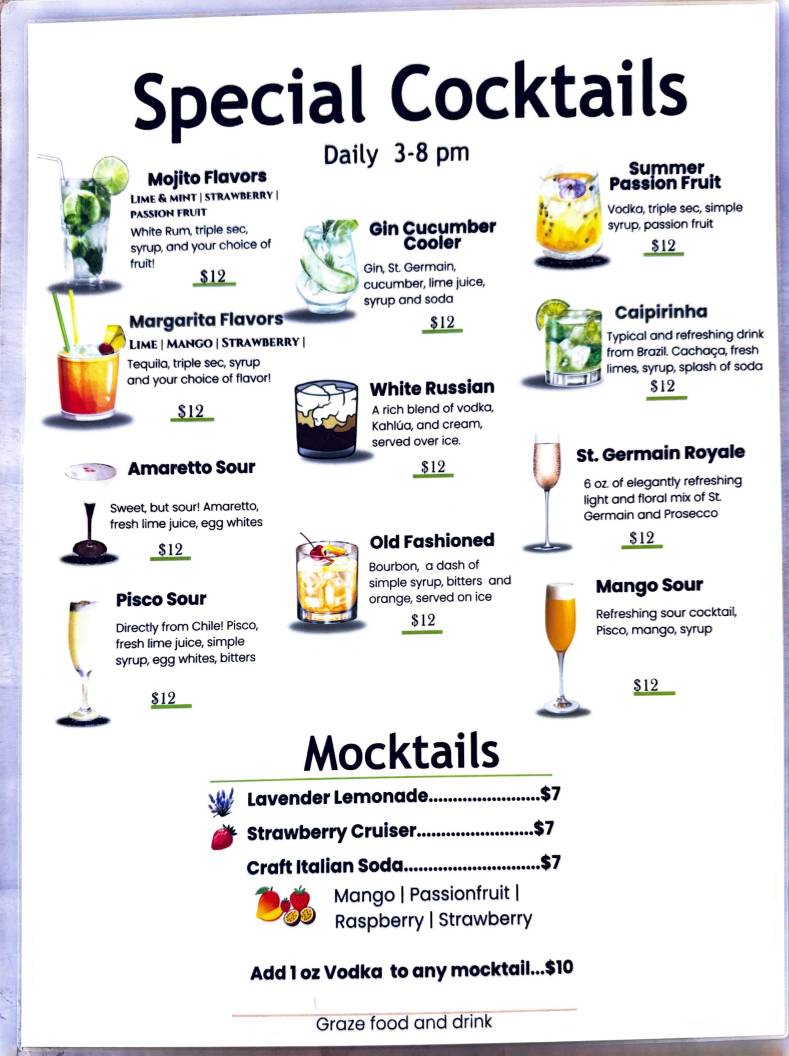 Menu at Graze Food & Drink pub & bar, Canmore