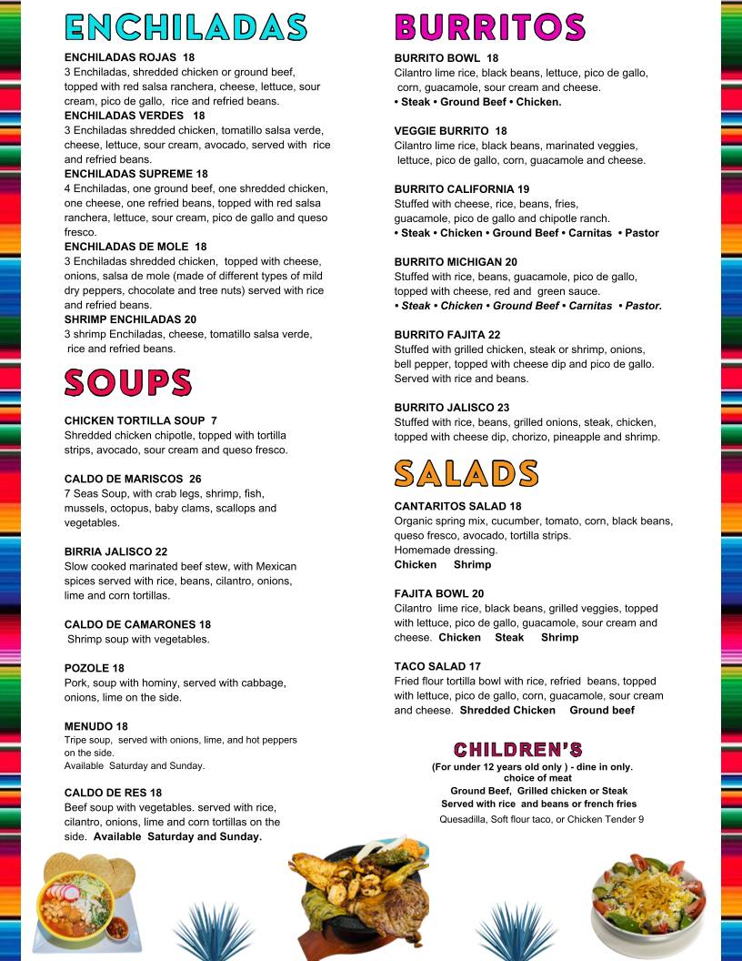 Menu at Cantaritos Mexican Bar & Grill, Royal Oak