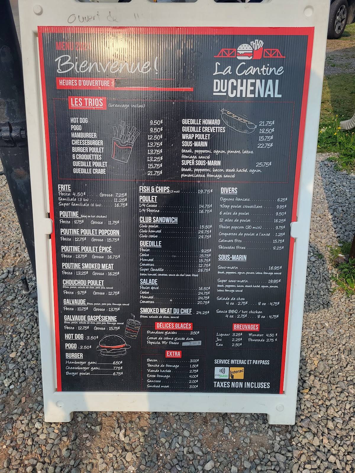 Menu au Cantine du Chenal fast food, Chandler
